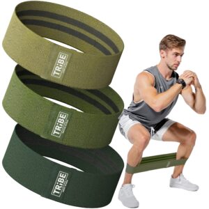 fabric resistance bands for legs - workout bands resistance bands for men and women - booty bands for working out - exercise bands resistance bands set - elastic bands for exercise (military green)