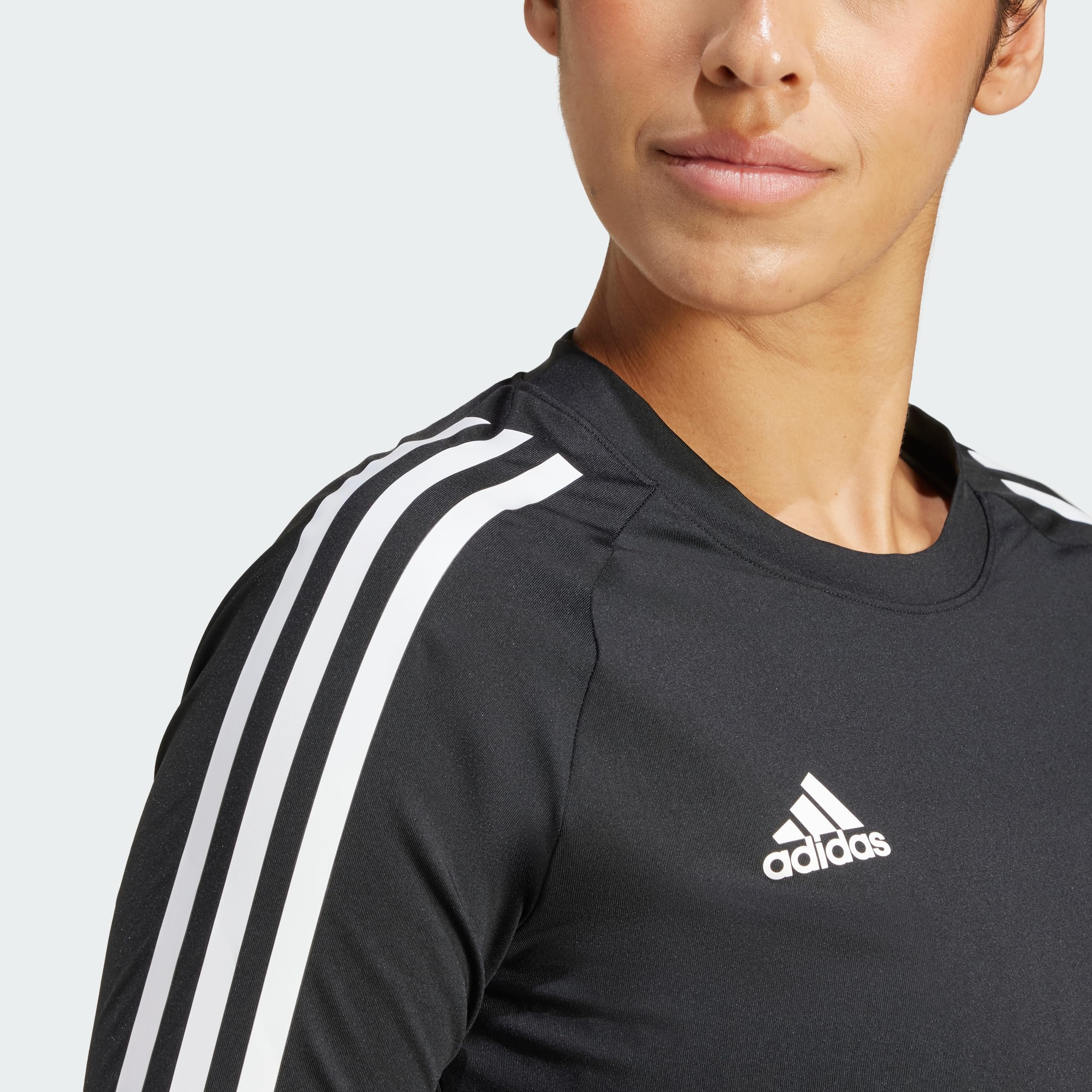 adidas Women's Hi Low Jersey Long Sleeve, Black/White, X-Large