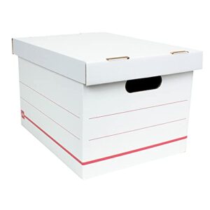 office depot® brand standard-duty corrugated storage boxes, letter/legal size, 15" x 12" x 10", 60% recycled, white/red, pack of 15