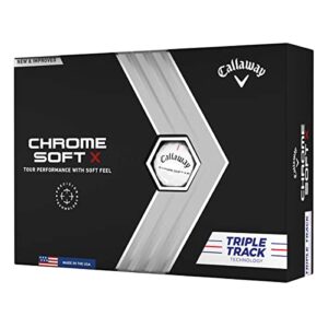 callaway golf 2022 chrome soft x golf balls, triple track, white, large