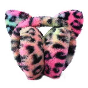 mejormen cute animal earmuffs foldable ear warmers winter warm plush outdoor ear covers - cat ears