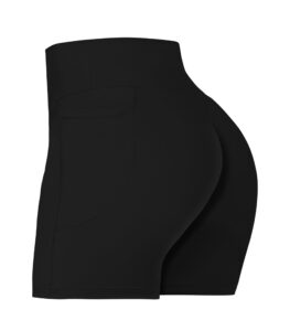 sunzel 8" / 5" / 3" biker shorts for women with pockets, high waisted yoga workout shorts black medium