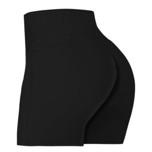 Sunzel 8" / 5" / 3" Biker Shorts for Women with Pockets, High Waisted Yoga Workout Shorts Black Medium