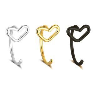 heart nose ring hoop 316l surgical steel nose hoop for women men 20g nostril hoop piercing jewelry