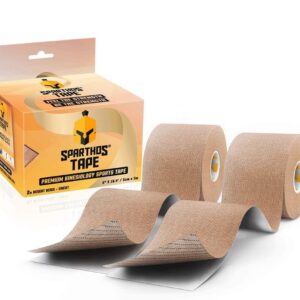 Sparthos Kinesiology Tape [Desert Beige - Pack of 2] x Ice Packs for Injuries [Size Medium + Cover]