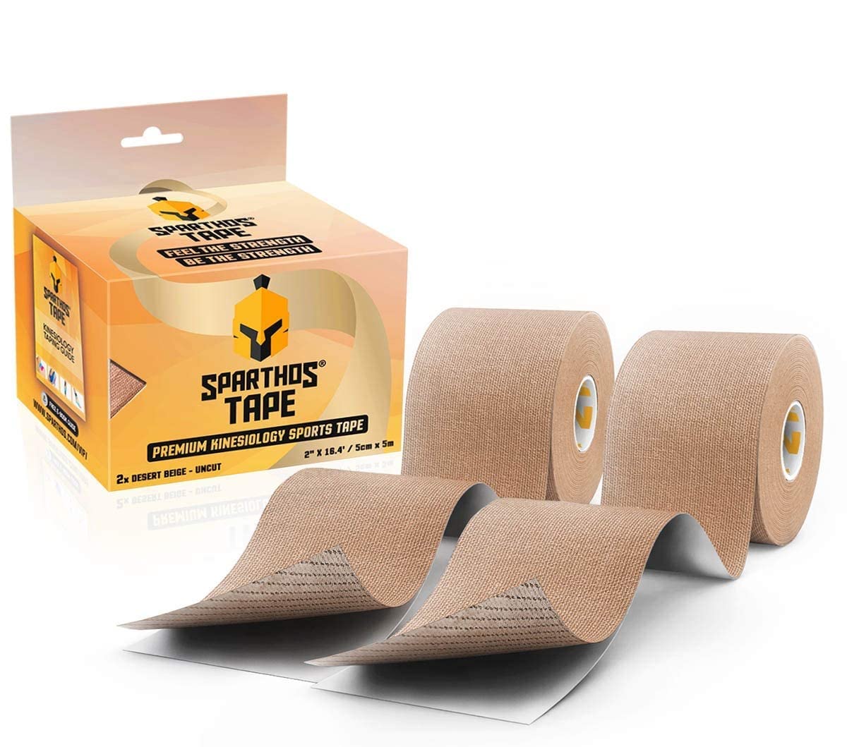 Sparthos Kinesiology Tape [Desert Beige - Pack of 2] x Ice Packs for Injuries [Size Medium + Cover]