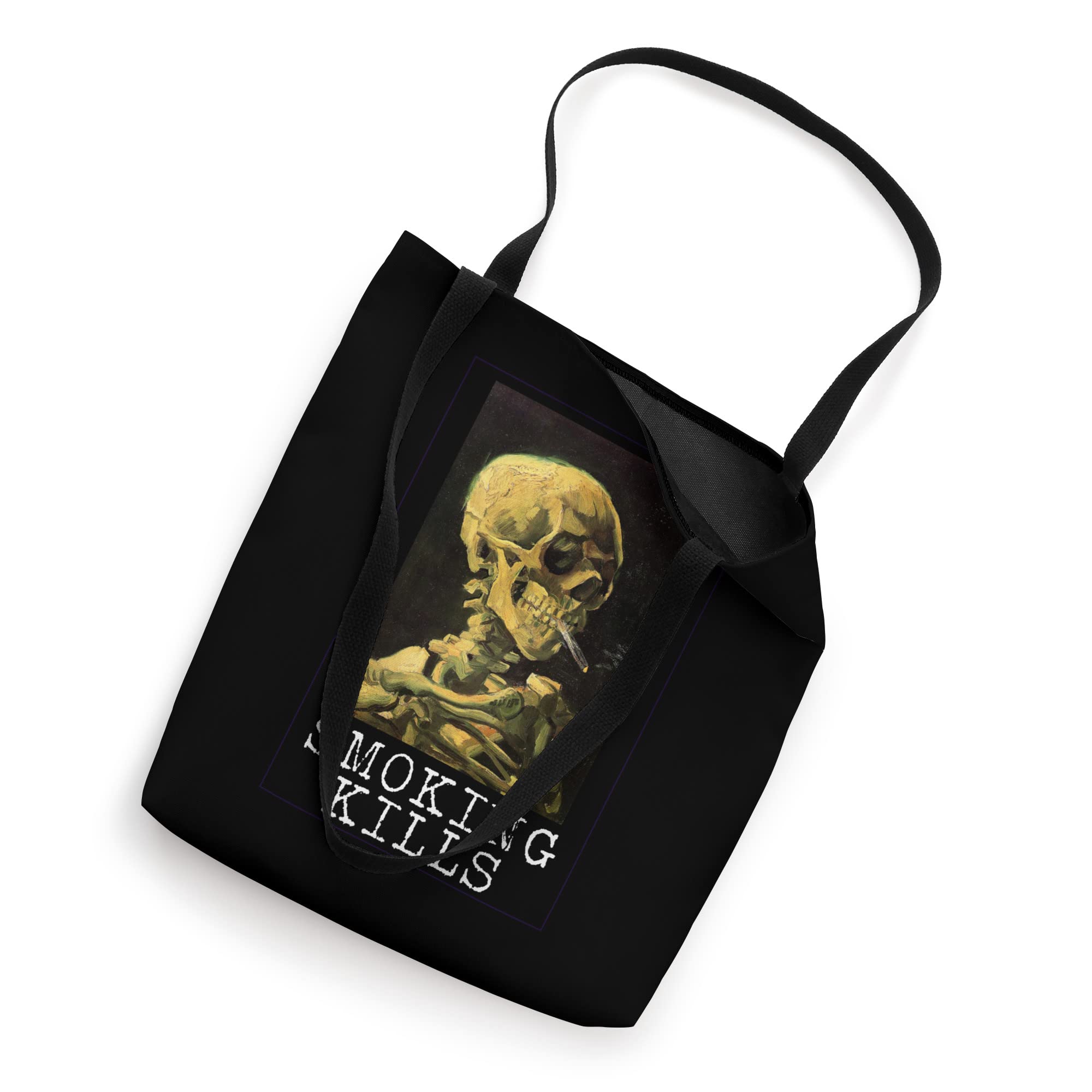 Skull of a Skeleton with Burning Cigarette. Van Gogh Smoking Tote Bag