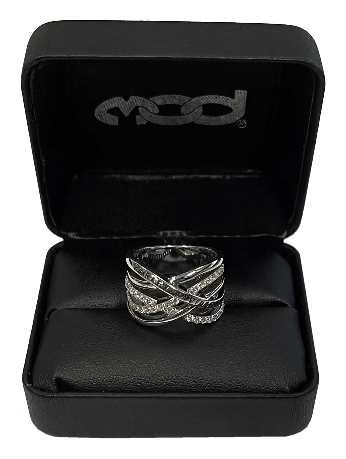 Harley-Davidson Women's Twisted Bling H-D Tapered Band Ring - Silver (8)