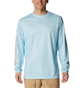 columbia men's terminal tackle pfg carey chen long sleeve, spring blue/offshore slam, x-large