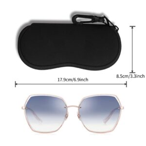 Hion Eyeglass Case Sunglasses Soft Pouch with Belt Clip Ultra Light Neoprene Zipper Eyeglass Case Printed Sunglass Bag for Stylish Portable Travel Glasses Casefor Men & Women(Black)