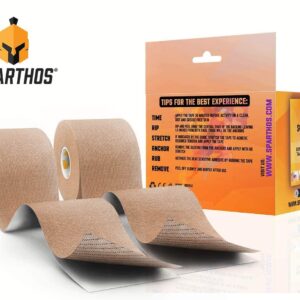 Sparthos Kinesiology Tape [Desert Beige - Pack of 2] x Ice Packs for Injuries [Size Medium + Cover]