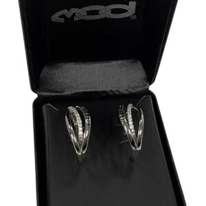 Harley-Davidson Women's Twisted Bling Stone H-D Hoop Earrings - Sterling Silver