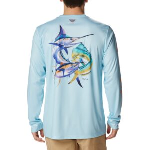 Columbia Men's Terminal Tackle PFG Carey Chen Long Sleeve, Spring Blue/Offshore Slam, X-Large