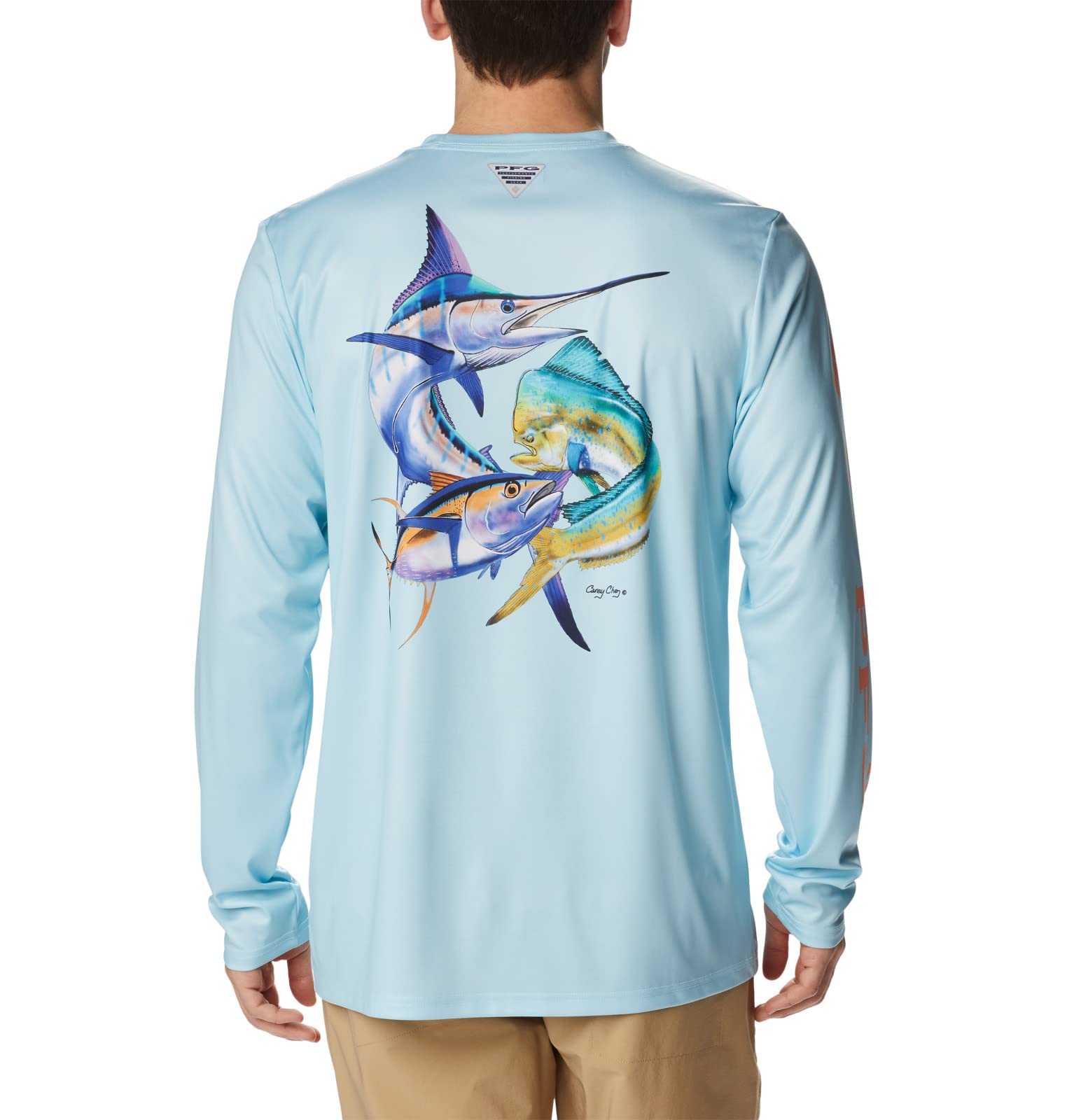 Columbia Men's Terminal Tackle PFG Carey Chen Long Sleeve, Spring Blue/Offshore Slam, X-Large