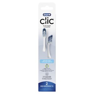 oral-b clic toothbrush ultimate clean replacement brush heads, white, 2 count