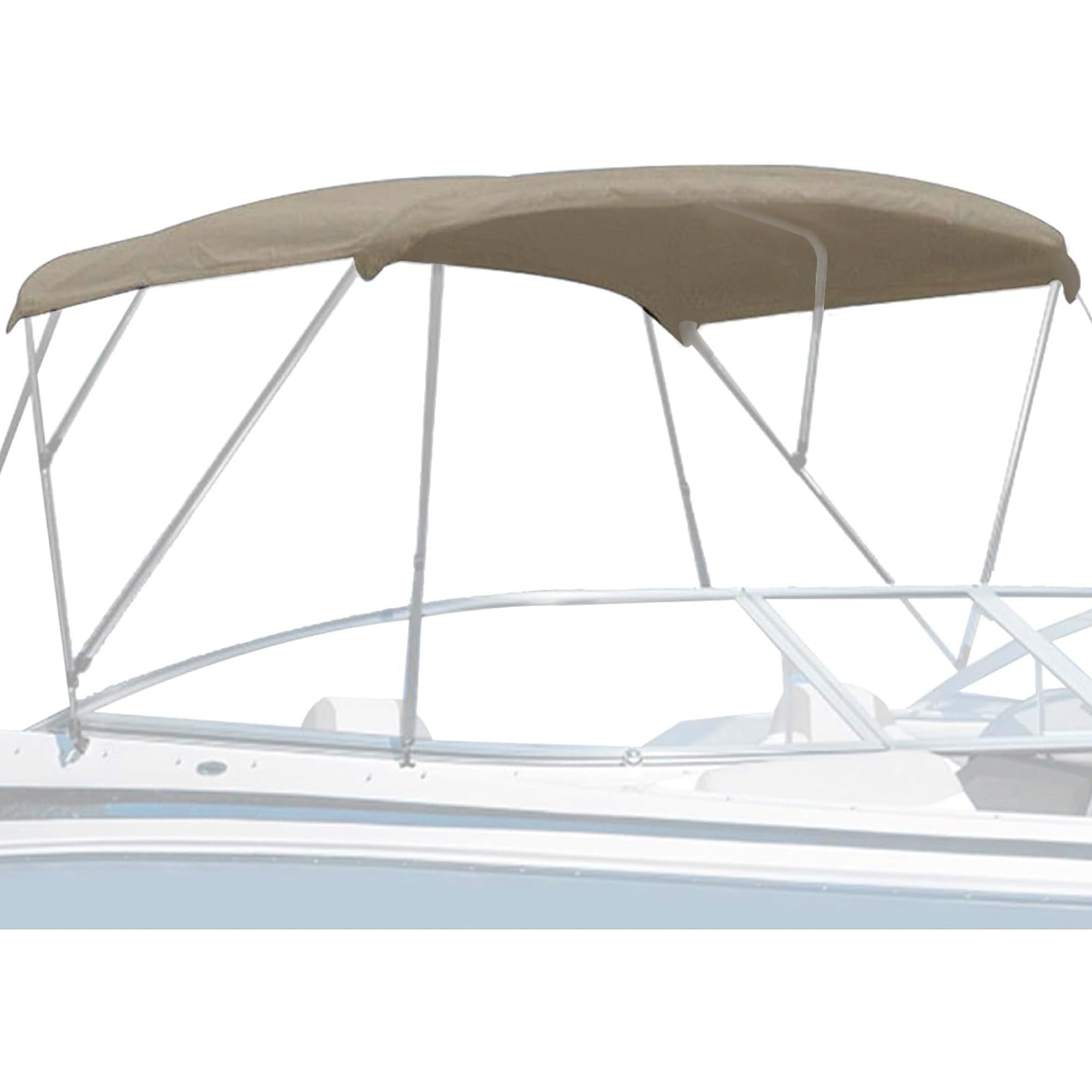 ECOTRIC 3 Bow Boat Canopy Cover Bimini Top Boat Sun Shade Canvas Oxford Fabric 72" L 67"-72" W Grey with Boot Without Frame