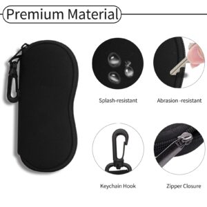 Hion Eyeglass Case Sunglasses Soft Pouch with Belt Clip Ultra Light Neoprene Zipper Eyeglass Case Printed Sunglass Bag for Stylish Portable Travel Glasses Casefor Men & Women(Black)