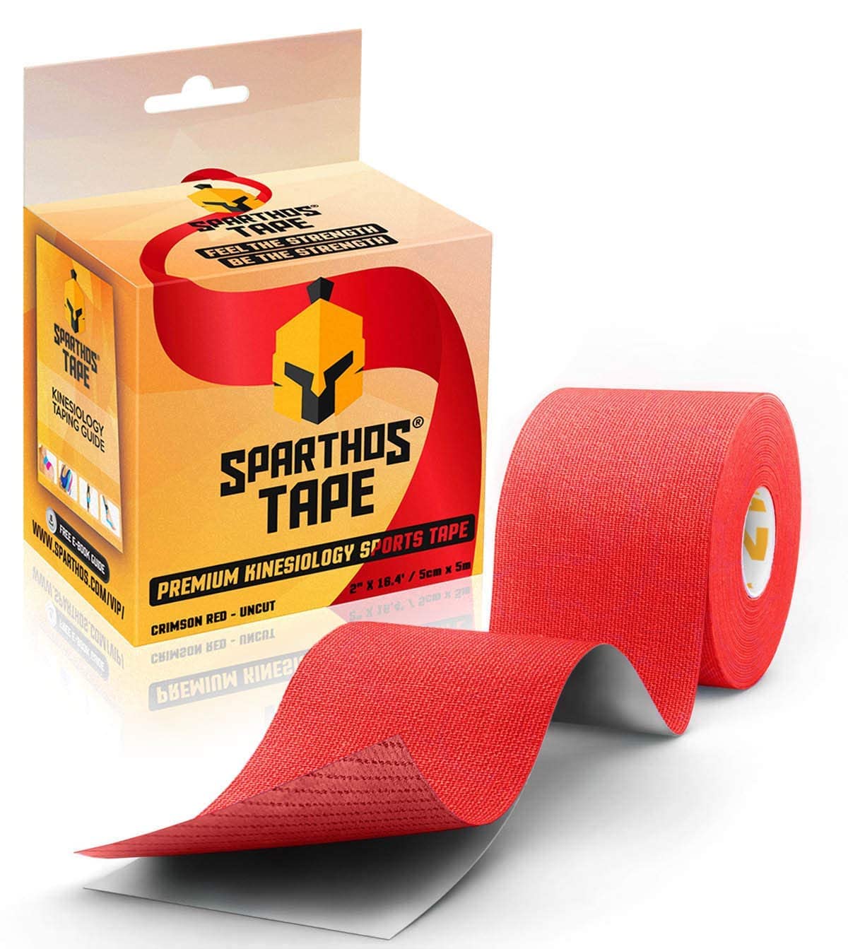 Sparthos Kinesiology Tape [Crimson Red - 16.4ft Uncut Roll] x Ice Packs for Injuries [Size Medium + Cover]