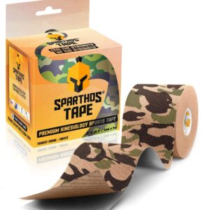 Sparthos Kinesiology Tape [Forest Camo - 16.4ft Uncut Roll] x Ice Packs for Injuries [Size Medium + Cover]