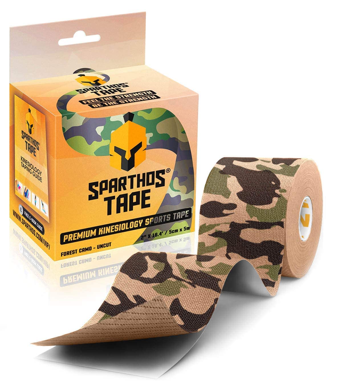 Sparthos Kinesiology Tape [Forest Camo - 16.4ft Uncut Roll] x Ice Packs for Injuries [Size Medium + Cover]