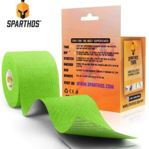 Sparthos Kinesiology Tape [Lime Green - 16.4ft Uncut Roll] x Ice Packs for Injuries [Size Medium + Cover]