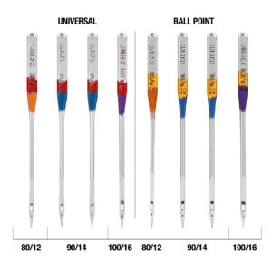 SINGER Universal Regular & Ball Point Sewing Machine Needles, Sizes 80/12, 90/14, 100/16-10 Count