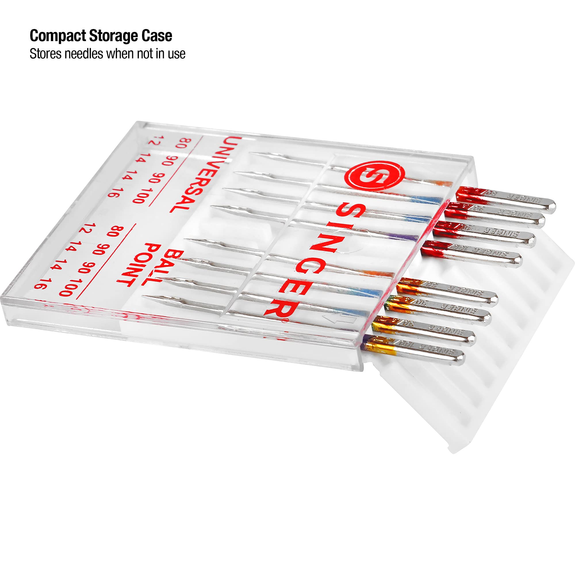 SINGER Universal Regular & Ball Point Sewing Machine Needles, Sizes 80/12, 90/14, 100/16-10 Count