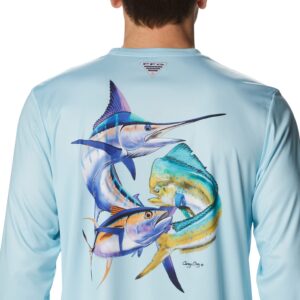 Columbia Men's Terminal Tackle PFG Carey Chen Long Sleeve, Spring Blue/Offshore Slam, X-Large