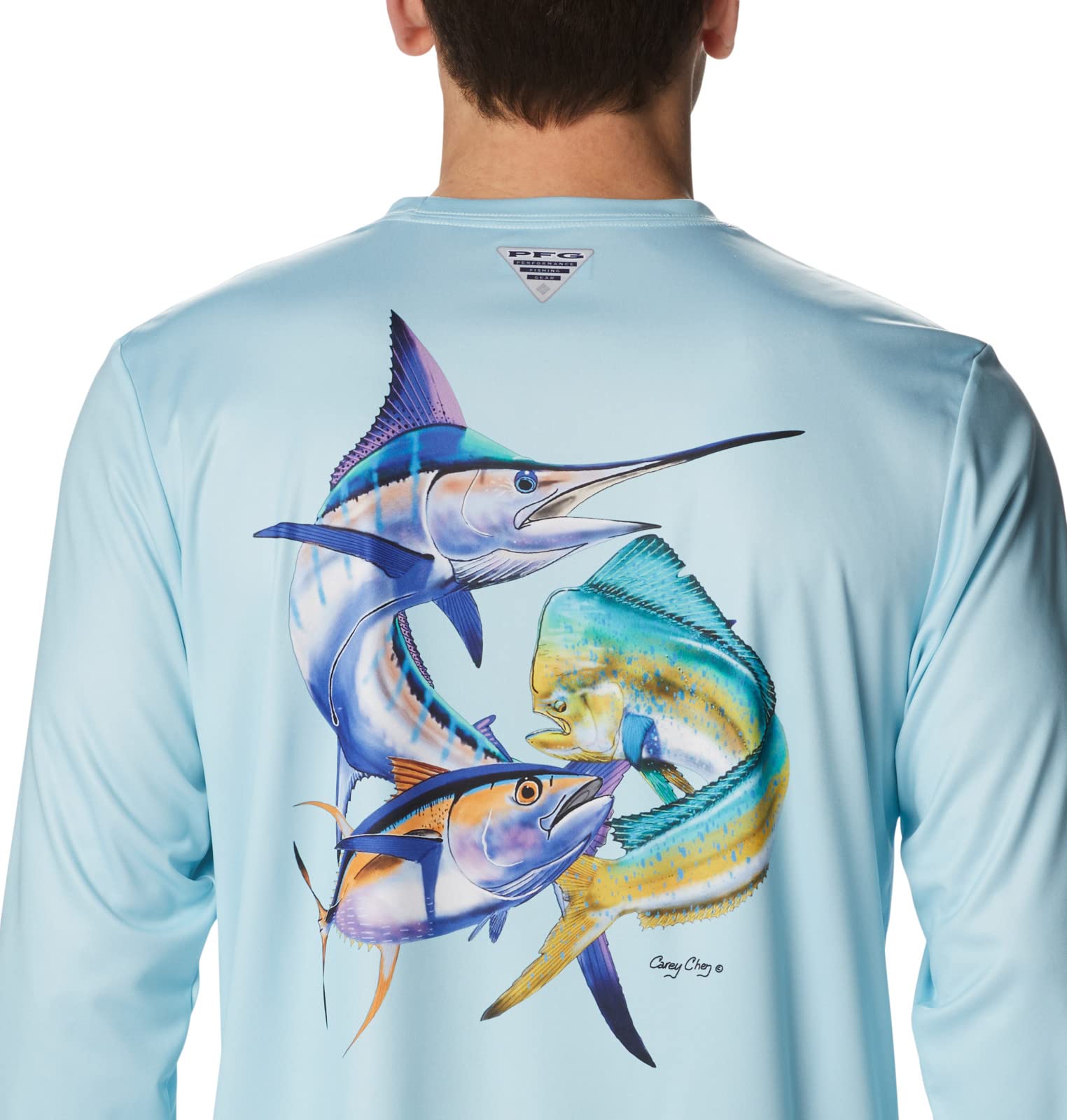 Columbia Men's Terminal Tackle PFG Carey Chen Long Sleeve, Spring Blue/Offshore Slam, X-Large