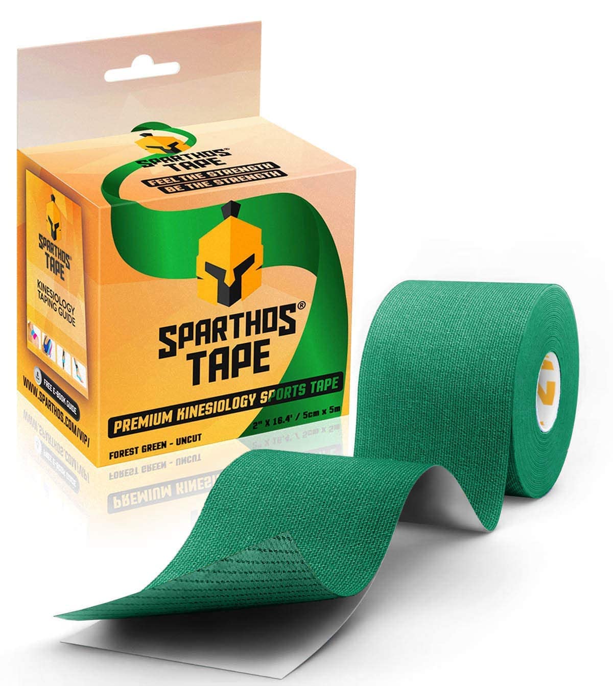 Sparthos Kinesiology Tape [Forest Green - 16.4ft Uncut Roll] x Ice Packs for Injuries [Size Medium + Cover]