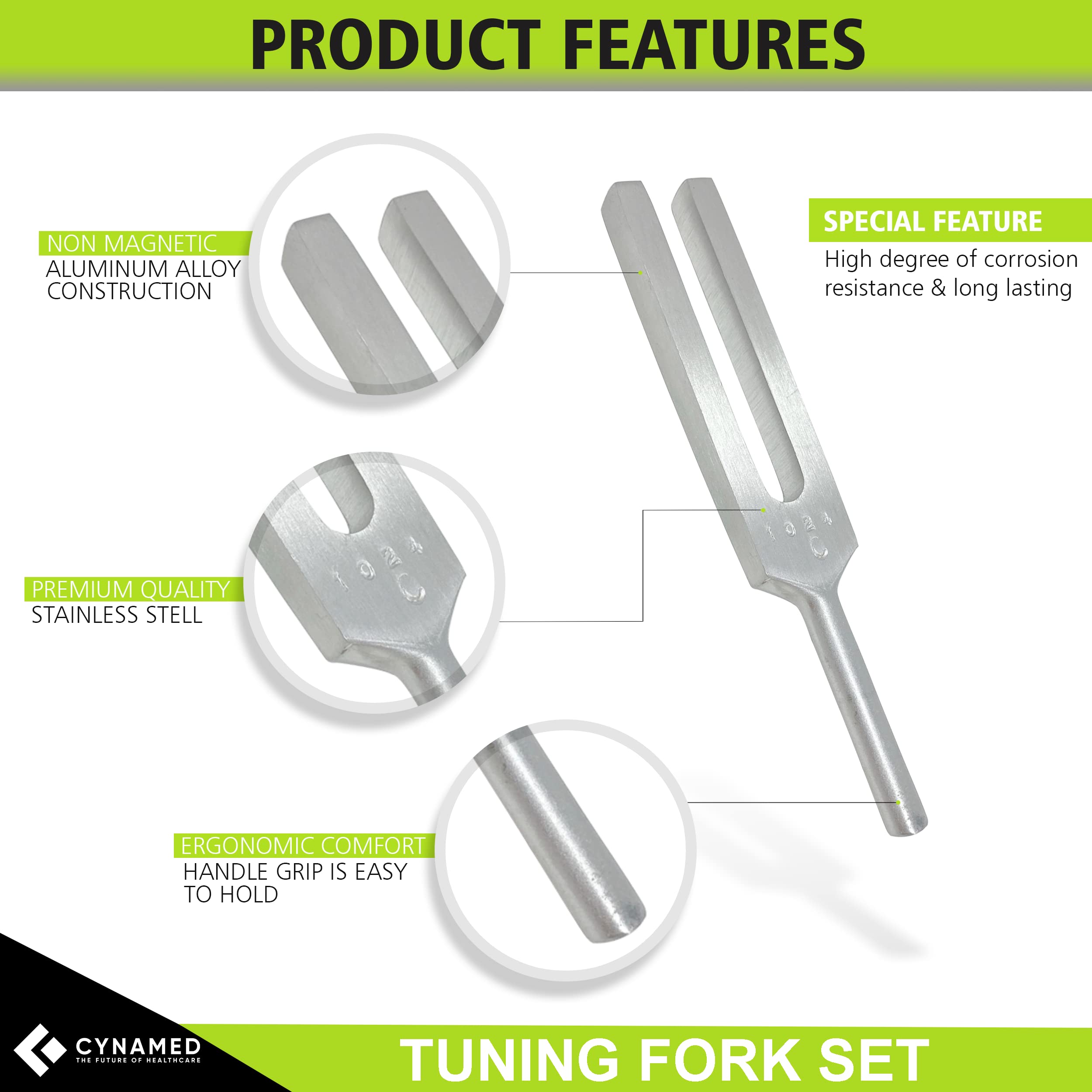 Cynamed Diagnostic Tuning Fork Set with Buck Hammer