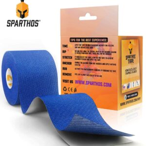 Sparthos Kinesiology Tape [Navy Blue - 16.4ft Uncut Roll] x Ice Packs for Injuries [Size Medium + Cover]