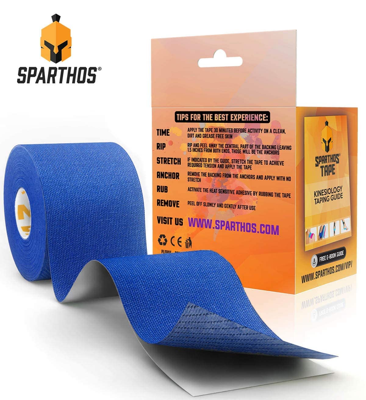 Sparthos Kinesiology Tape [Navy Blue - 16.4ft Uncut Roll] x Ice Packs for Injuries [Size Medium + Cover]