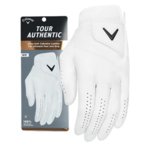 callaway golf tour authentic glove (worn on left hand, cadet (short fingers), medium/large, white 2022)