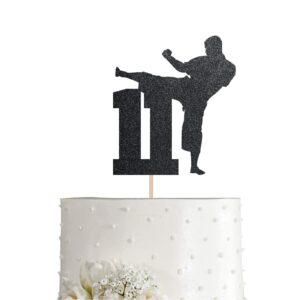 karate 11 cake topper, 11th birthday taekwondo taekwondo martial arts boy girl party supply