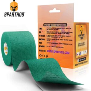 Sparthos Kinesiology Tape [Forest Green - 16.4ft Uncut Roll] x Ice Packs for Injuries [Size Medium + Cover]