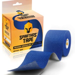 Sparthos Kinesiology Tape [Navy Blue - 16.4ft Uncut Roll] x Ice Packs for Injuries [Size Medium + Cover]