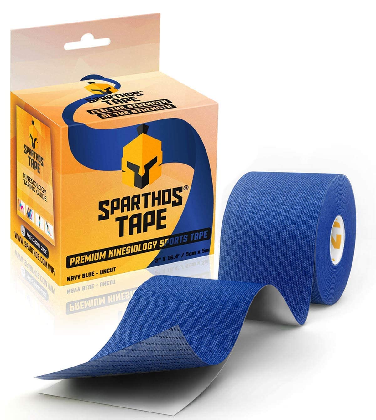 Sparthos Kinesiology Tape [Navy Blue - 16.4ft Uncut Roll] x Ice Packs for Injuries [Size Medium + Cover]