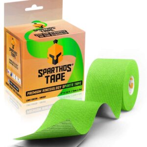 Sparthos Kinesiology Tape [Lime Green - 16.4ft Uncut Roll] x Ice Packs for Injuries [Size Medium + Cover]