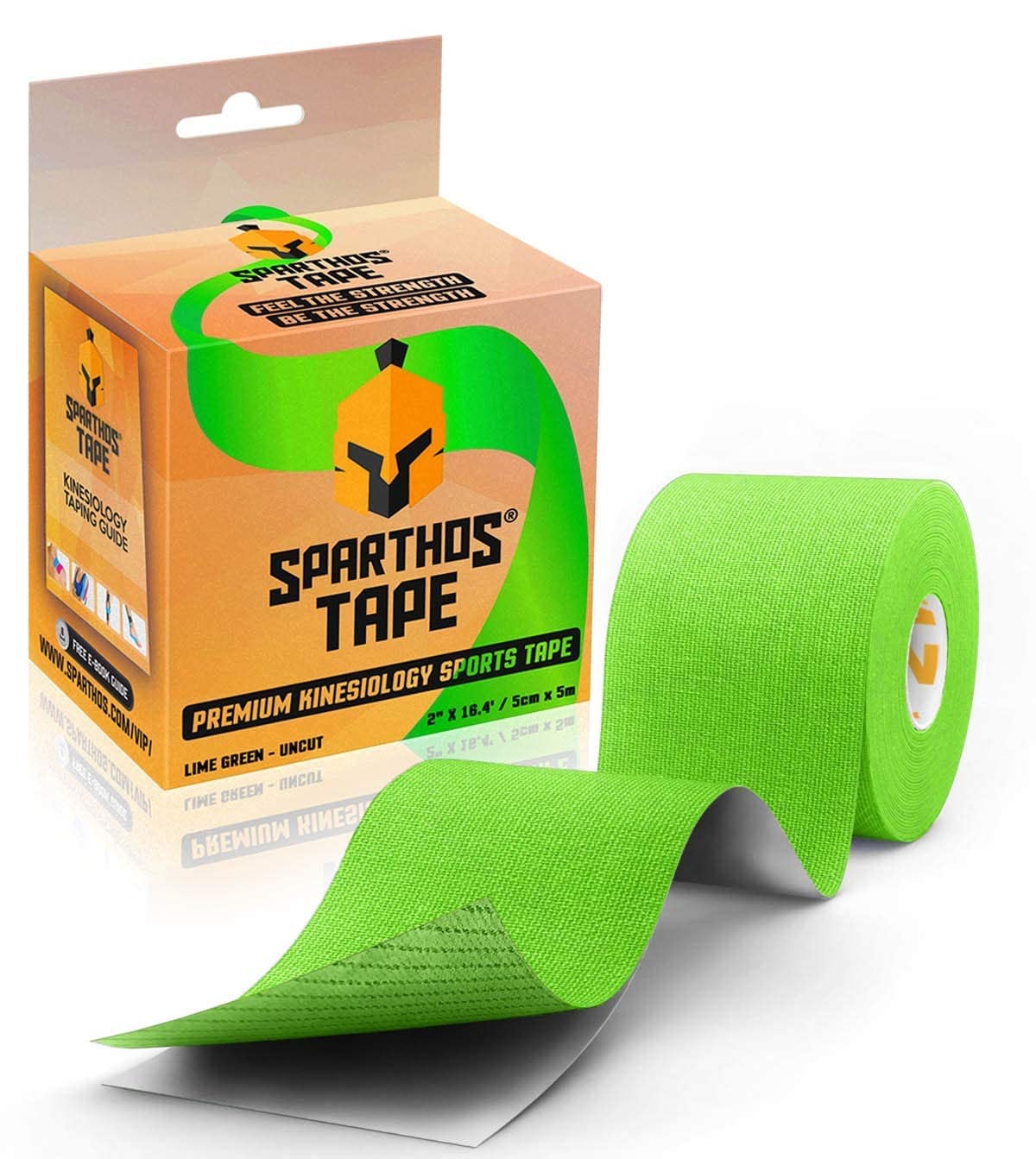 Sparthos Kinesiology Tape [Lime Green - 16.4ft Uncut Roll] x Ice Packs for Injuries [Size Medium + Cover]