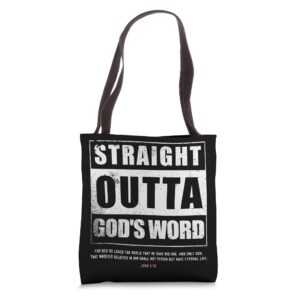 straight outta gods word john 3 16 jesus christian lord tote bag