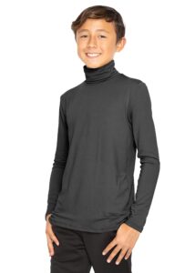 stretch is comfort boy's dty turtleneck black size 16