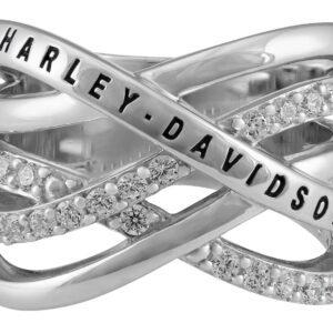 Harley-Davidson Women's Twisted Bling H-D Tapered Band Ring - Silver (8)