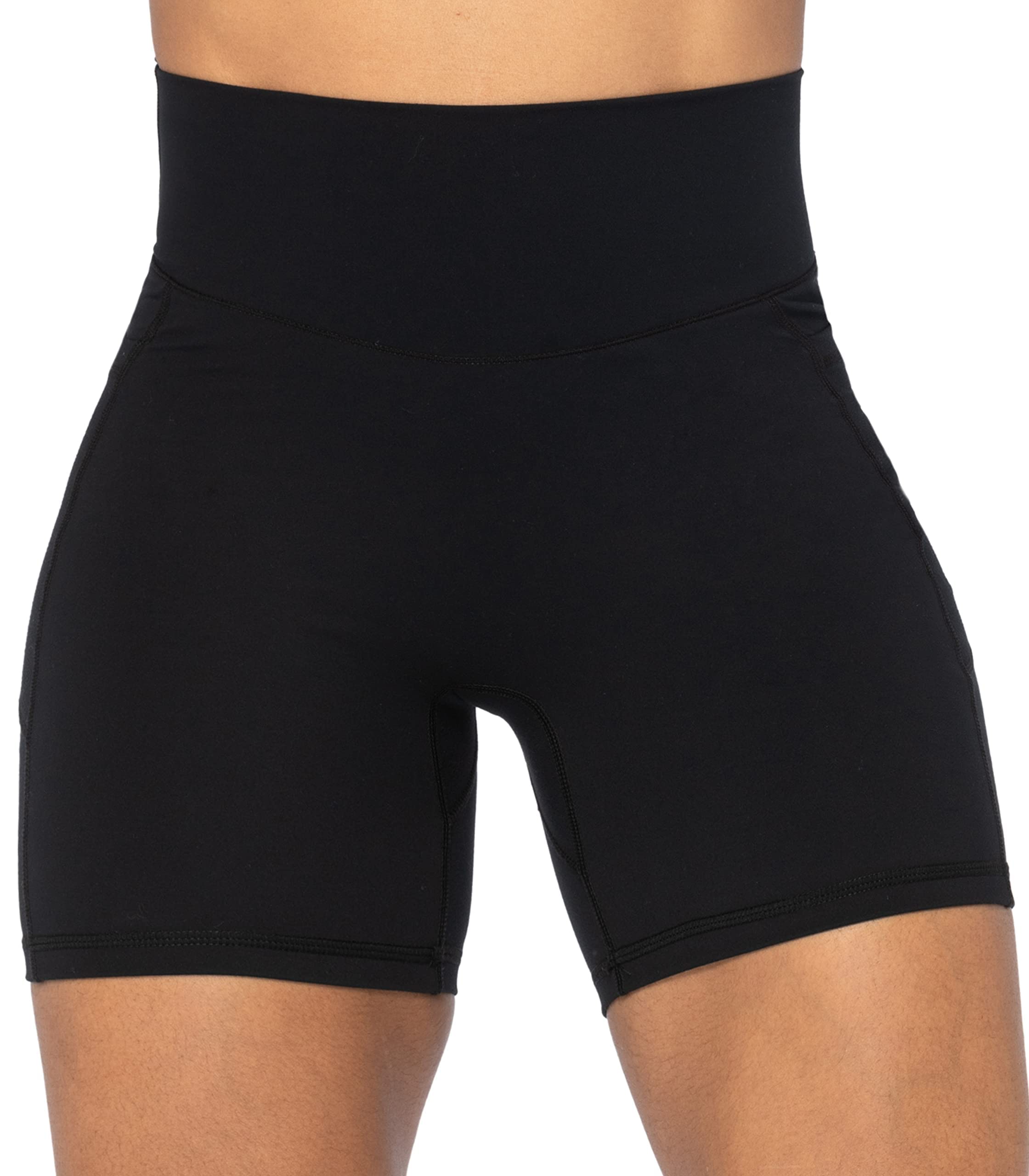 Sunzel 8" / 5" / 3" Biker Shorts for Women with Pockets, High Waisted Yoga Workout Shorts Black Medium