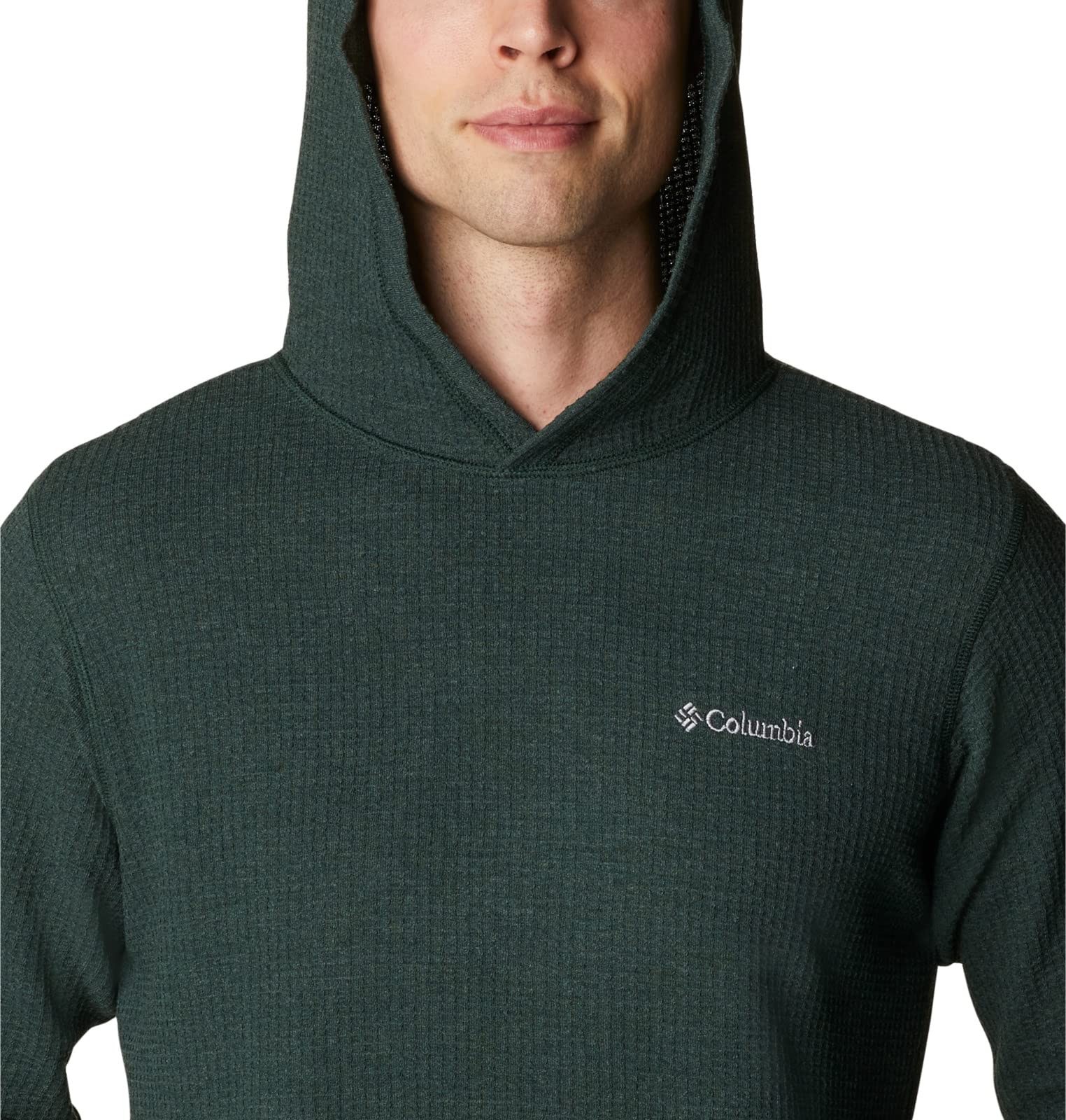 Columbia Men's Pine Peak Waffle Hoodie, Spruce Heather, Medium