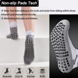 GOGOGOAL Non-slip Ankle Sock Men Women Low-cut Non-slip Compression Slipper Sock Grip Athletic Trainning Sock for Yoga Soccer Basketball greyWhite M 4P