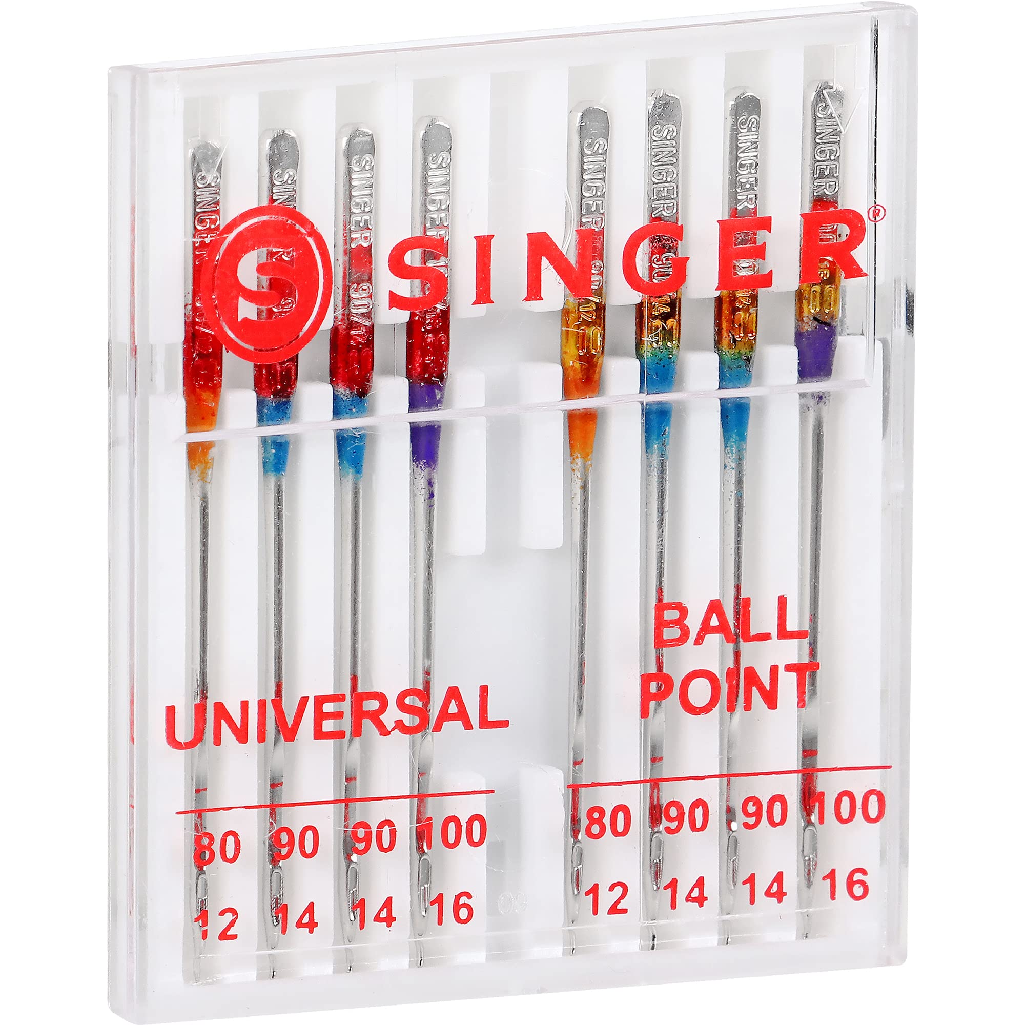 SINGER Universal Regular & Ball Point Sewing Machine Needles, Sizes 80/12, 90/14, 100/16-10 Count