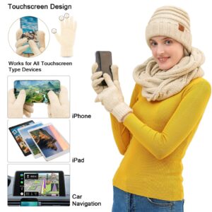 MAYLISACC Scarf and Gloves Set for Women, Warm Beanie and Scarf Sets for Women with Screen Touch Gloves, Fleece Lined Women's Hat and Gloves set Winter for Outdoor Activities