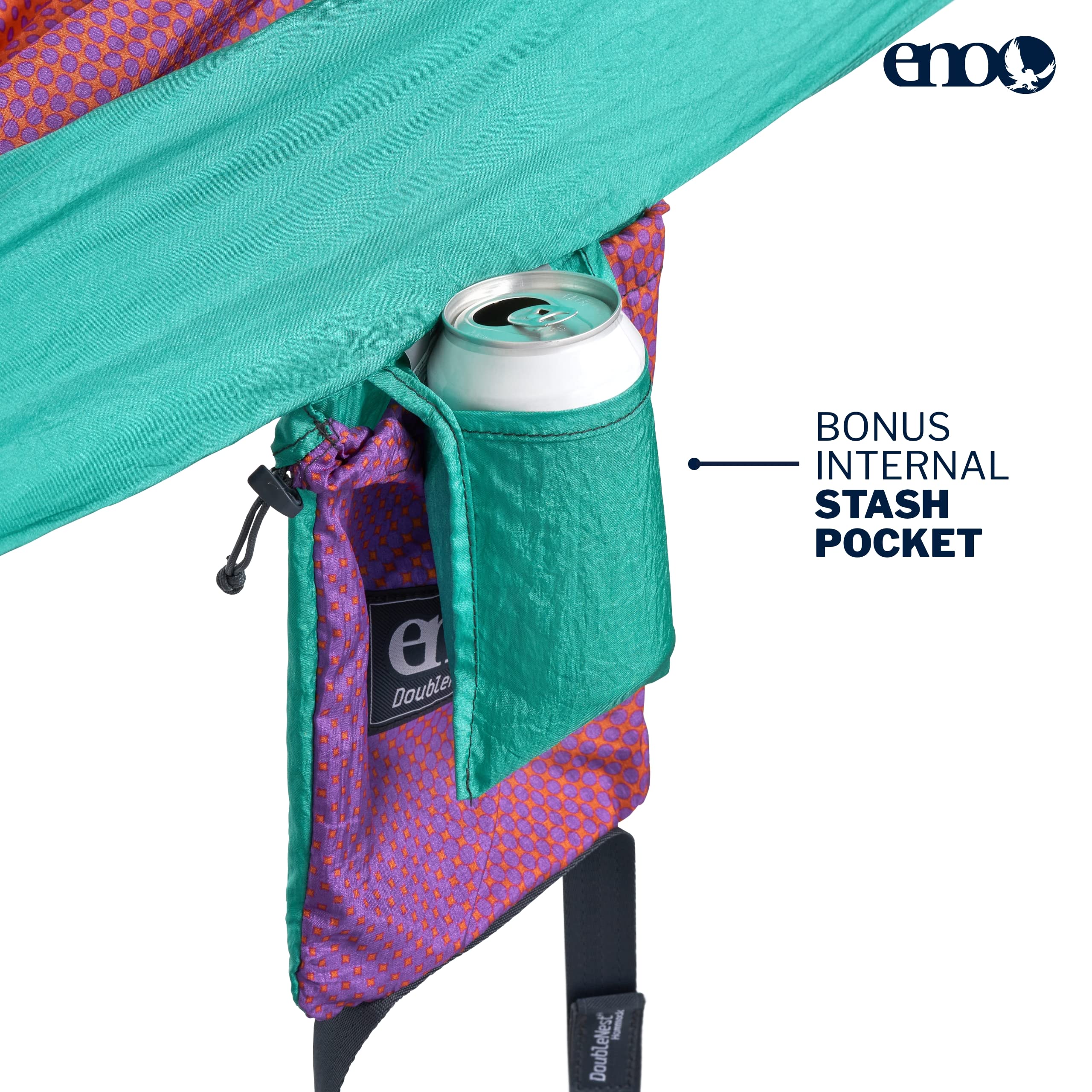 ENO DoubleNest Hammock - Lightweight, Portable, 1 to 2 Person Hammock - for Camping, Hiking, Backpacking, Travel, a Festival, or The Beach - Fade/Seaglass