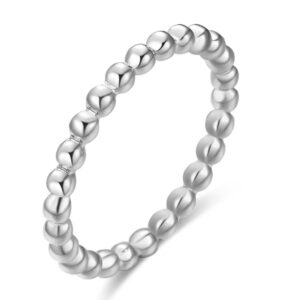 myneney 2mm stainless steel knuckle rope beaded style classical simple plain stackable wedding band ring (silver, 8)